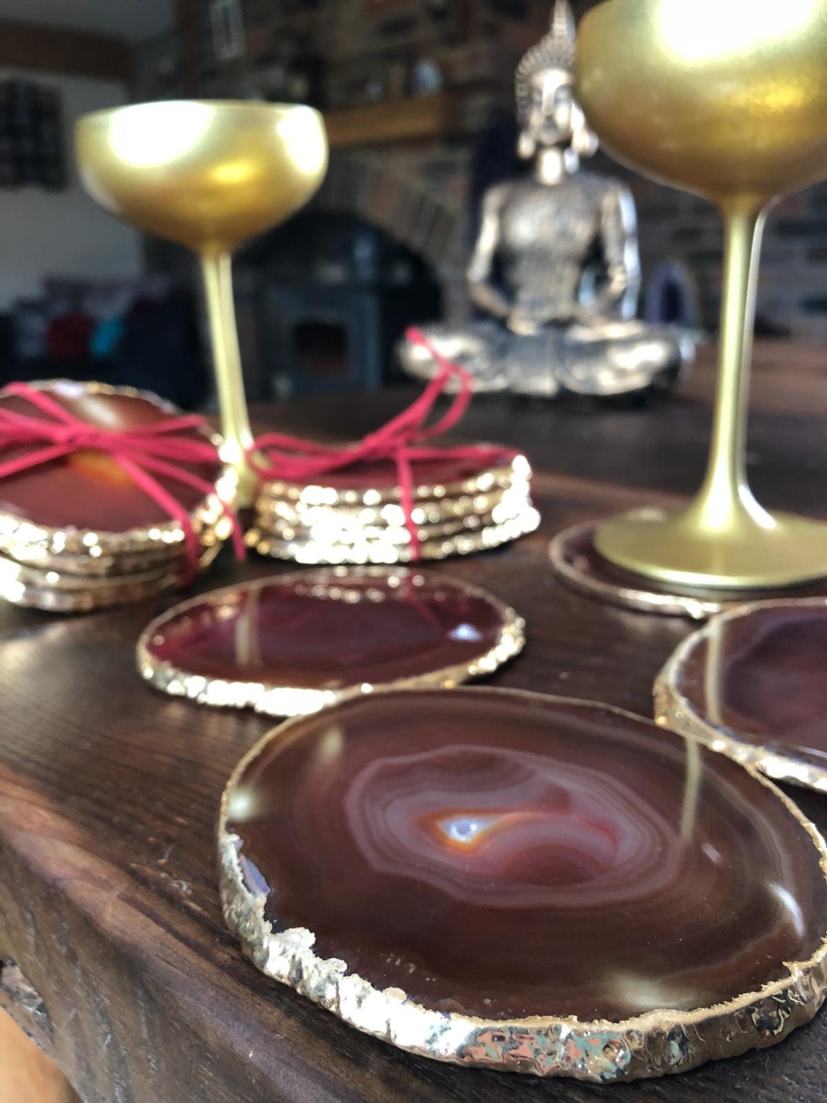 Red Rust Agate 24ct Gold Edge Gilded Microcrystalline Quartz | Etsy