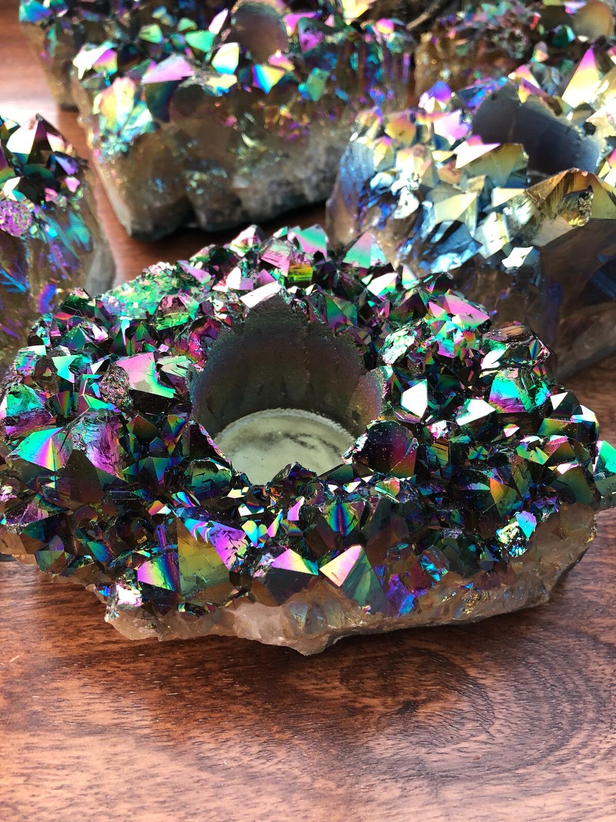 Rainbow Quartz, Aura, Titanium, Point, Cluster, Amethyst, Gemstone ...