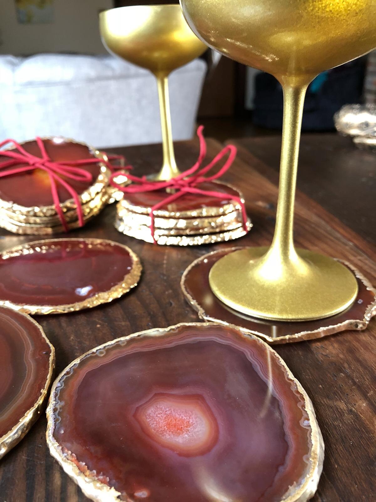 Red Rust Agate 24ct Gold Edge Gilded Microcrystalline Quartz | Etsy
