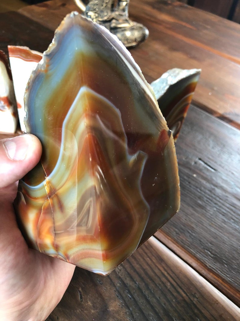 Red Rust Agate Natural Edge Microcrystalline Quartz Premium Bookends ...