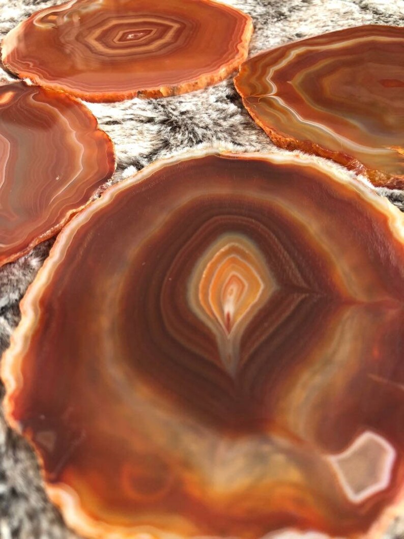 Red Rust Agate Microcrystalline Quartz Premium Coasters set - Etsy