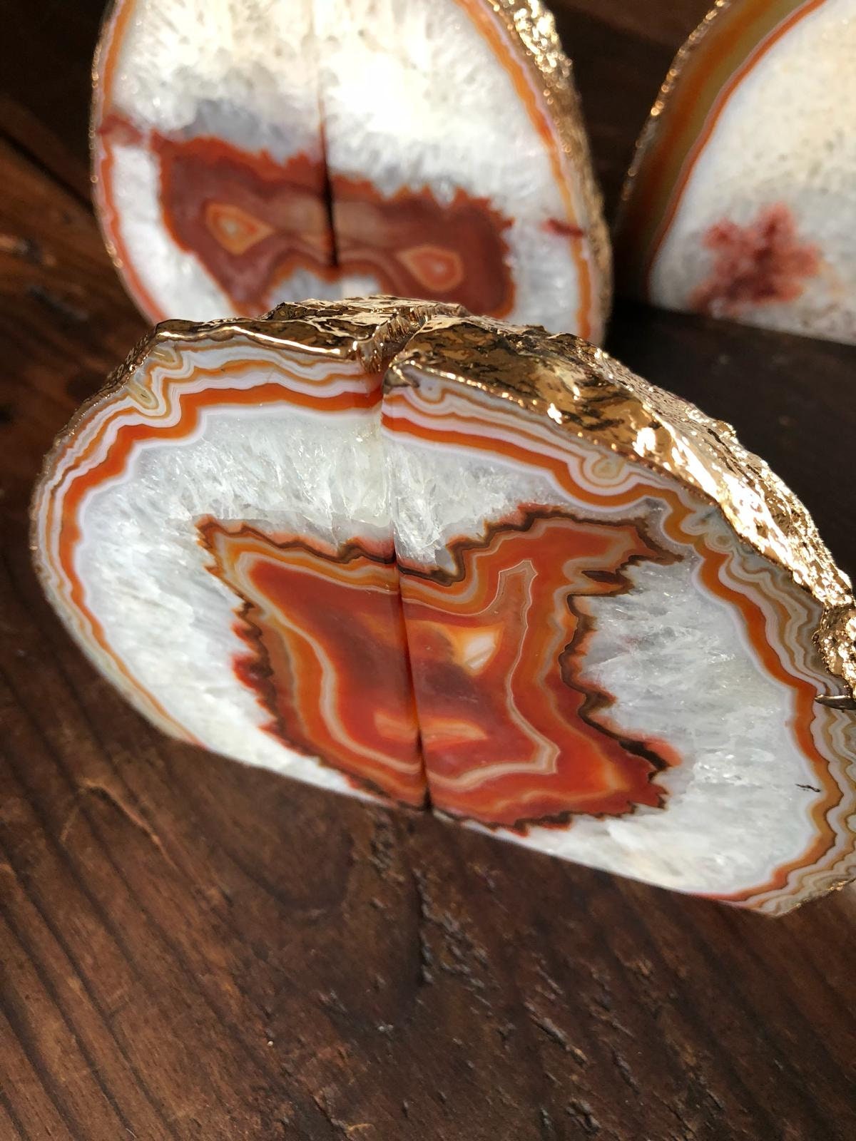 Red Rust Agate 24ct Gold Edge Microcrystalline Quartz Premium | Etsy