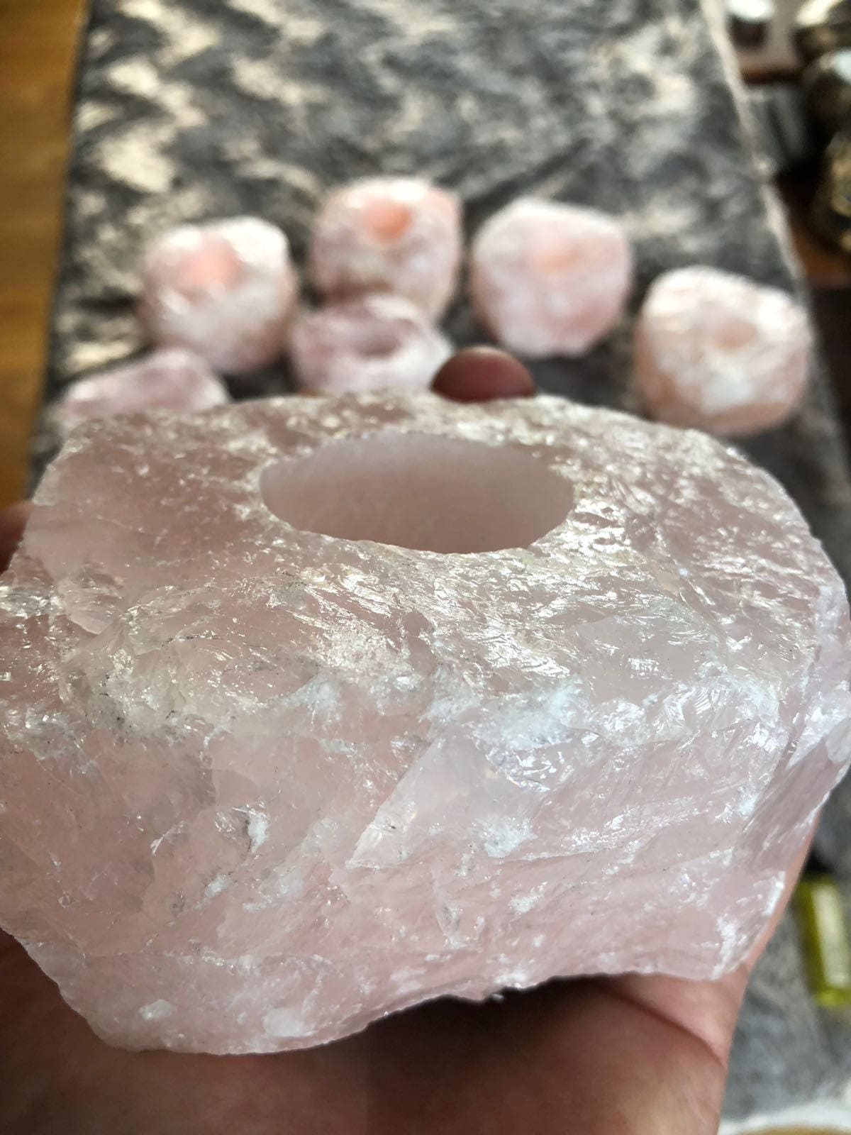 Rose Quartz Premium Ice Quartz Crystal Candle Tealight Holders - Etsy UK