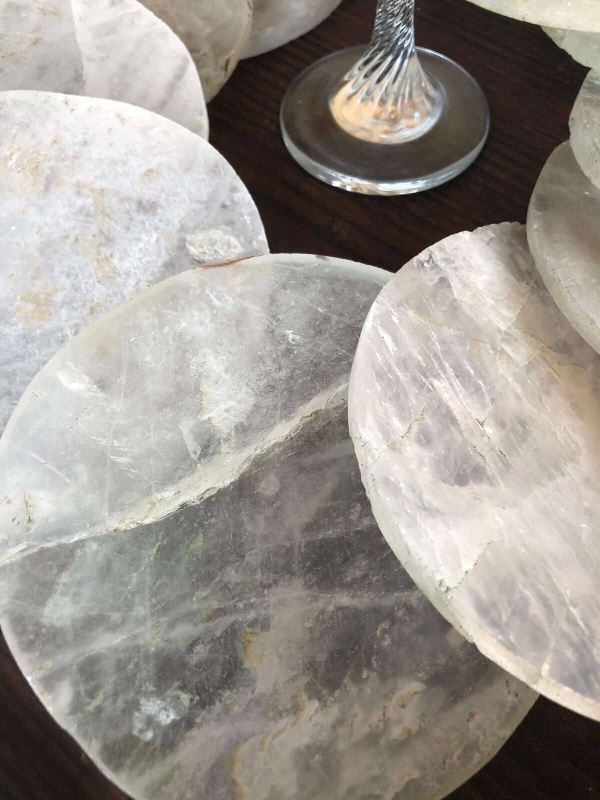 set of 4 Clear Quartz Premium Coasters Square Shape Natural Edge ...