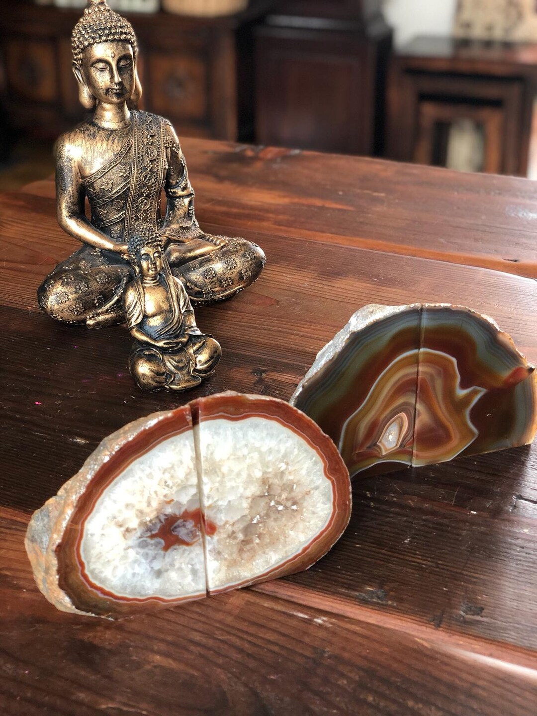 Red Rust Agate Natural Edge Microcrystalline Quartz Premium Bookends ...