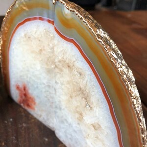 Red Rust Agate 24ct Gold Edge Microcrystalline Quartz Premium Bookends ...