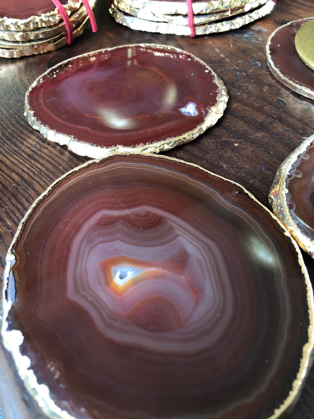 Red Rust Agate 24ct Gold Edge Gilded Microcrystalline Quartz | Etsy