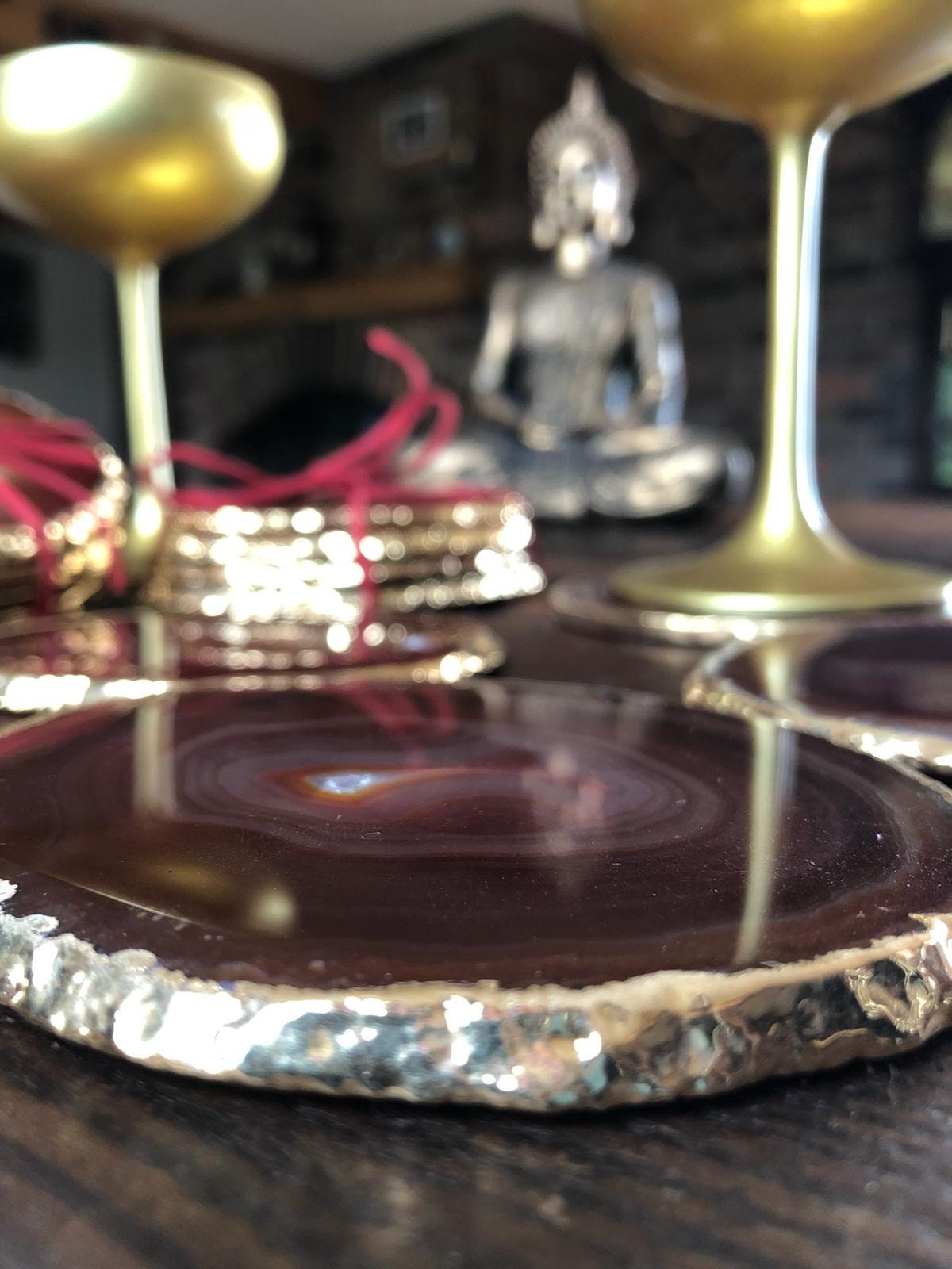 Red Rust Agate 24ct Gold Edge Gilded Microcrystalline Quartz | Etsy