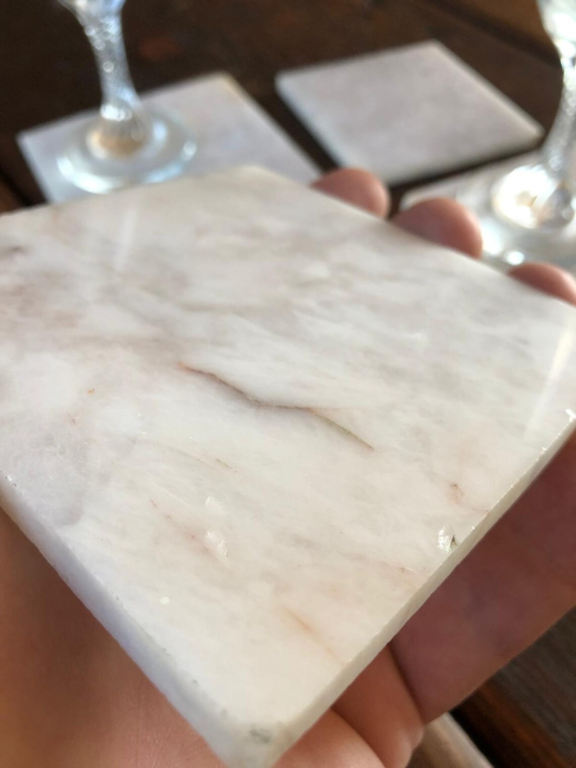 White Crystal Quartz Premium Coasters Square Shape Natural Edge (set of ...