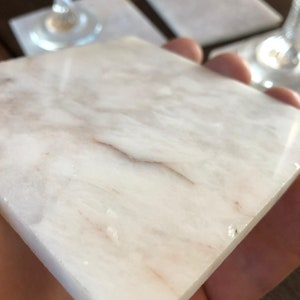 White Crystal Quartz Premium Coasters Square Shape Natural Edge (set of ...