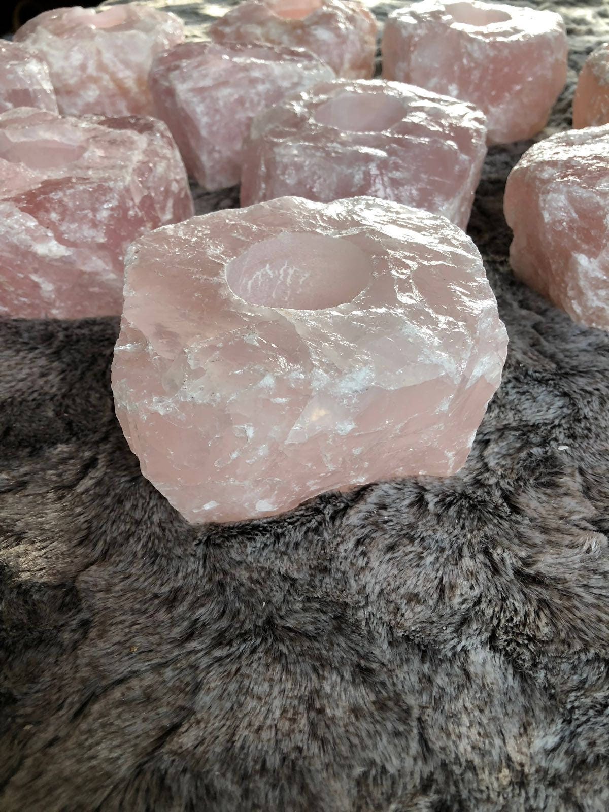 Rose Quartz Premium Ice Quartz Crystal Candle Tealight Holders - Etsy UK