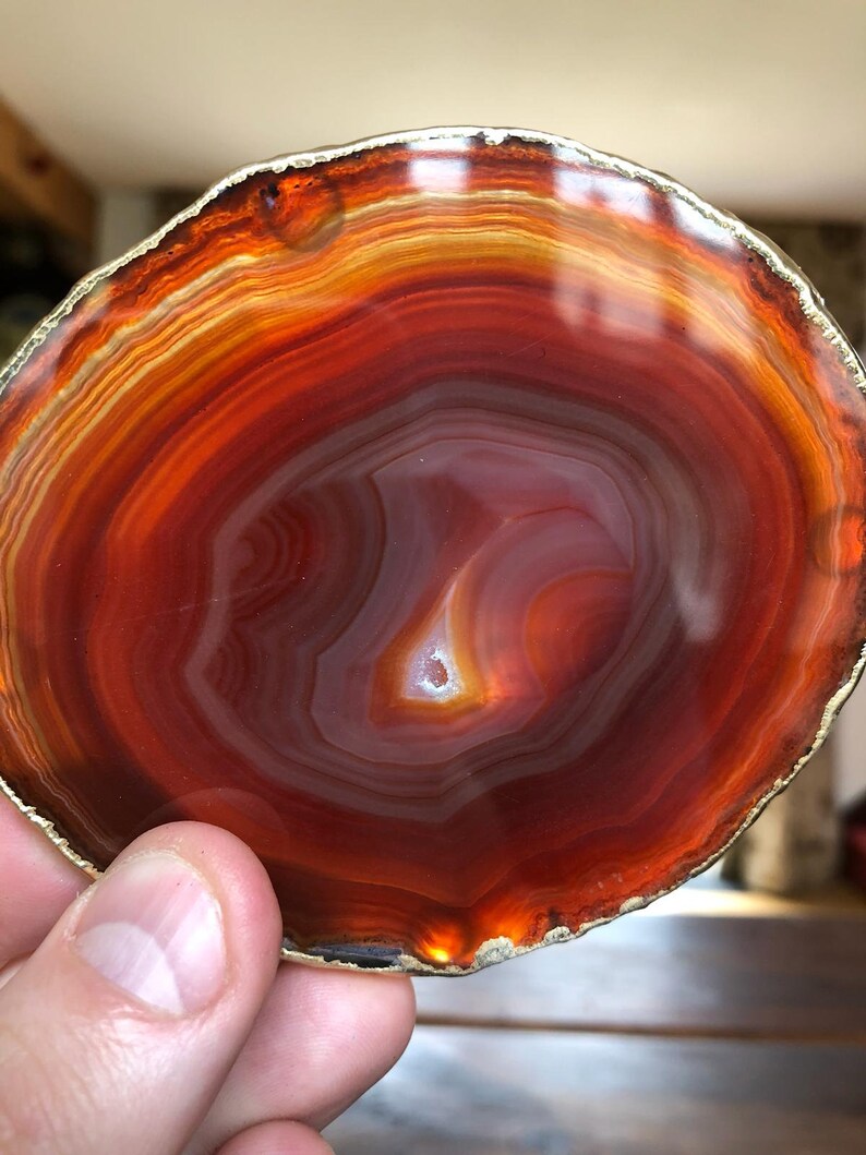 Red Rust Agate 24ct Gold Edge Gilded Microcrystalline Quartz - Etsy