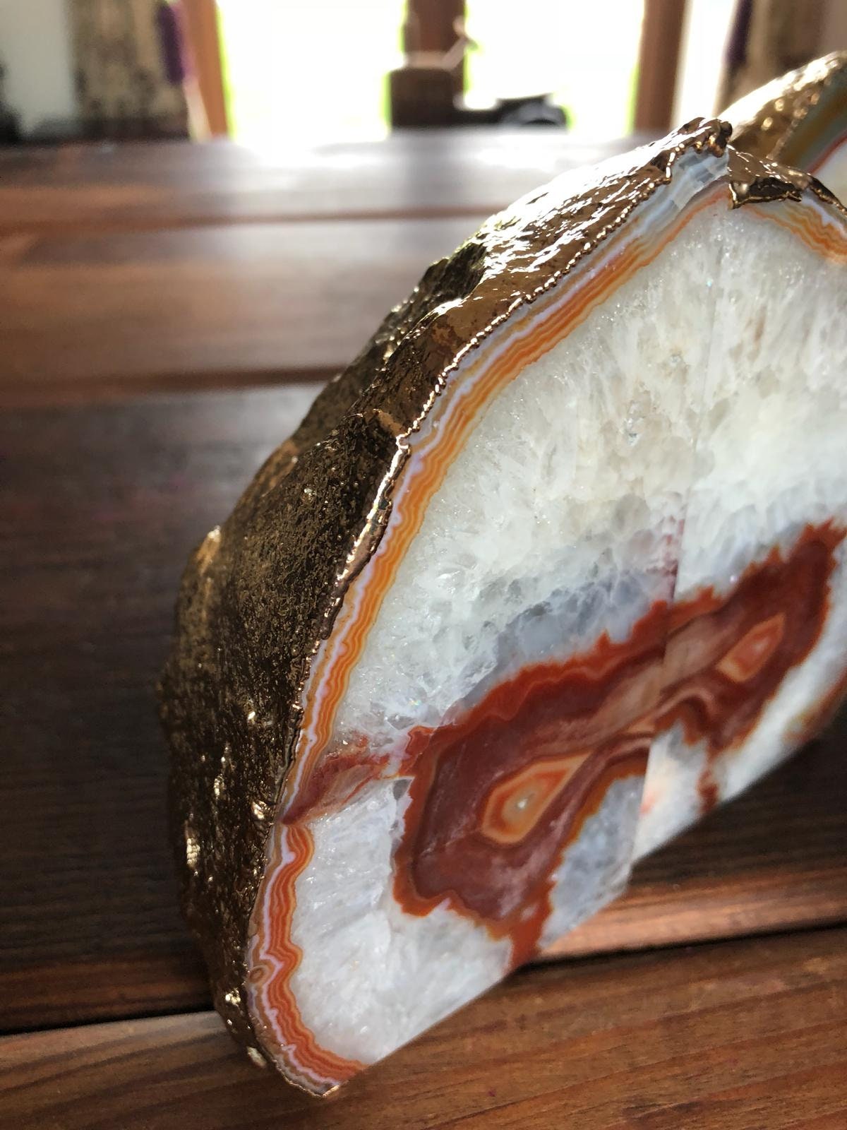 Red Rust Agate 24ct Gold Edge Microcrystalline Quartz Premium | Etsy