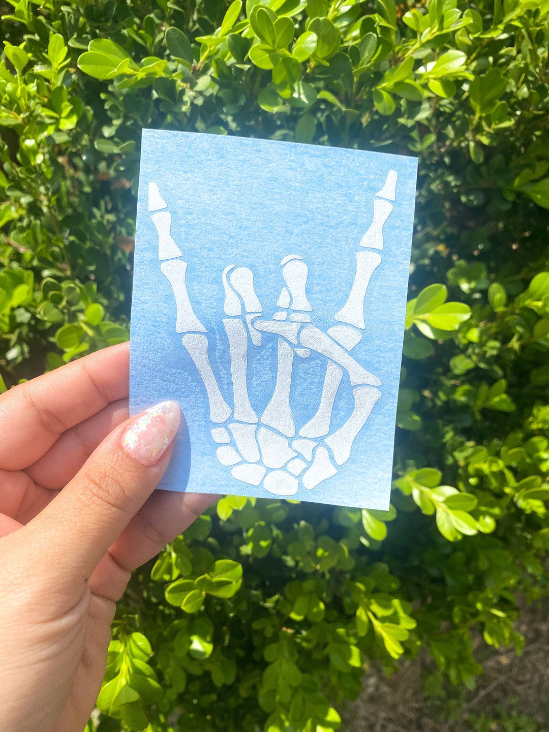 Skeleton Hand Car Decal, Skeletons, Rock on Vinyl Car Decals, Skeleton ...