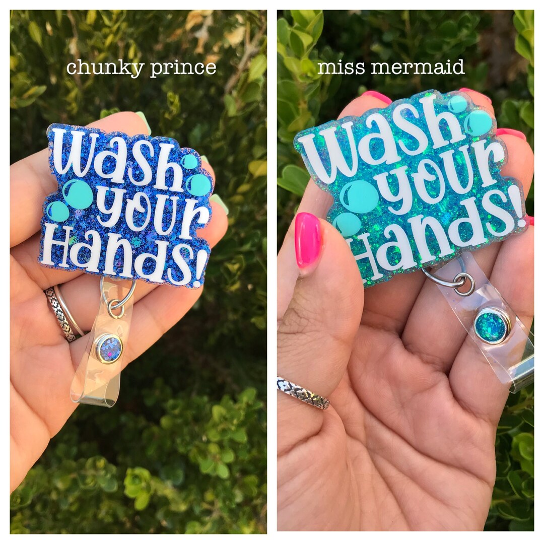 Wash Your Hands Badge Reel,medical Field Badge,retractable Badge Clip ...