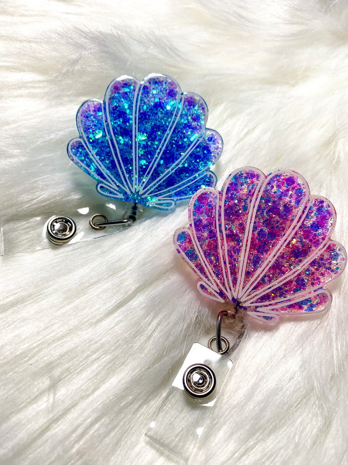 Clam Shell Badge Reel Mermaid Accessories ID Badge Clips | Etsy