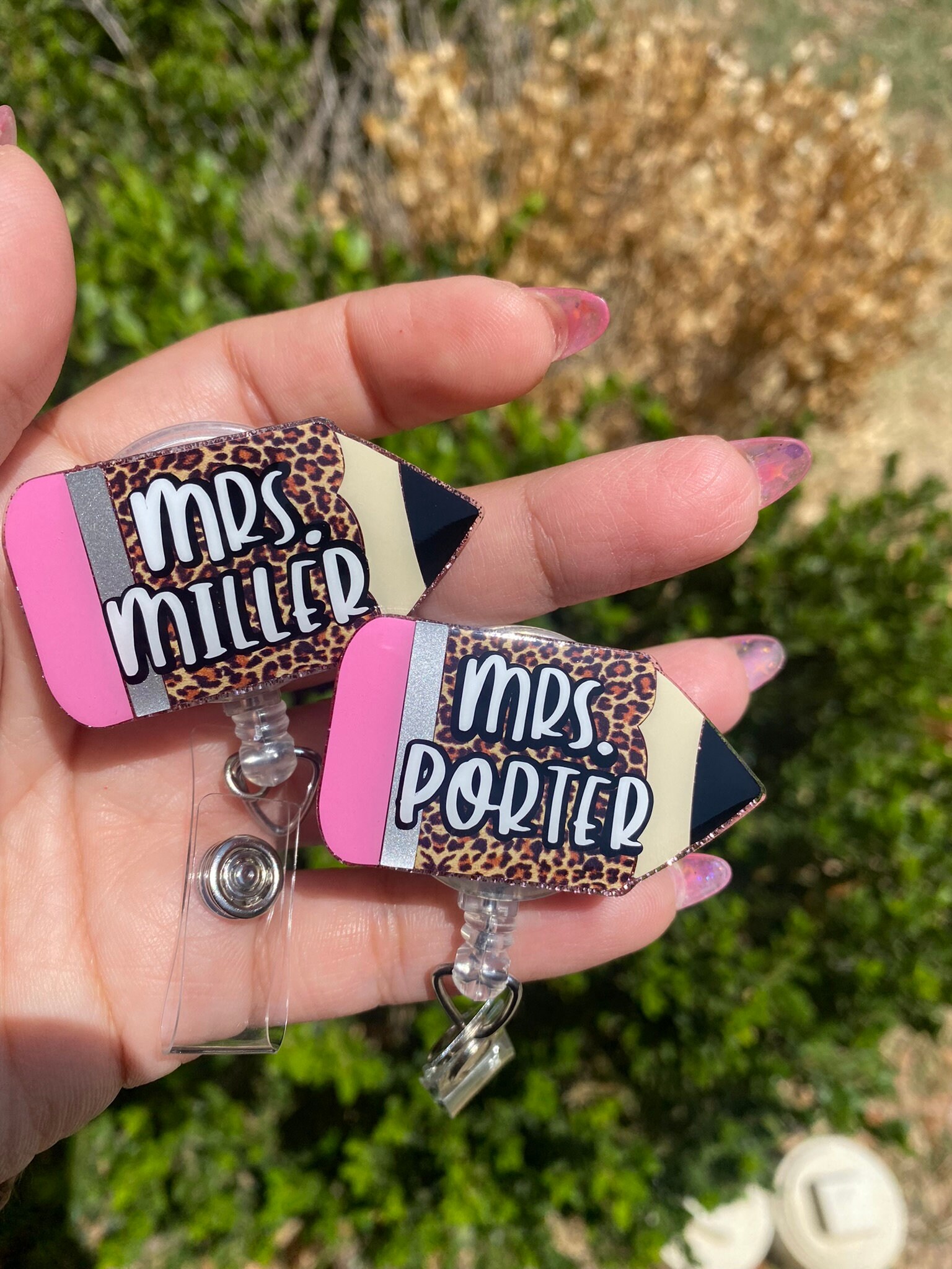 Personalized Giftpencil Teacher Badge Reelacrylic Badge - Etsy