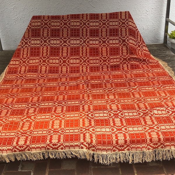 Antique Woven Coverlet - Etsy