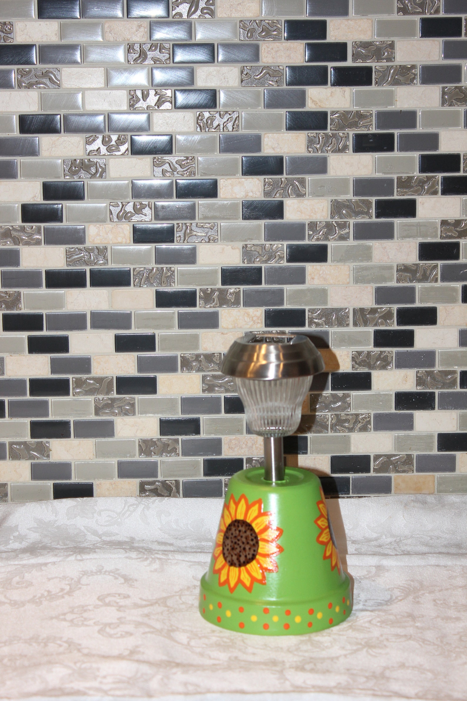 Solar Lights With a Hand Painted 6" Clay Pot Bases. Two Designs ...