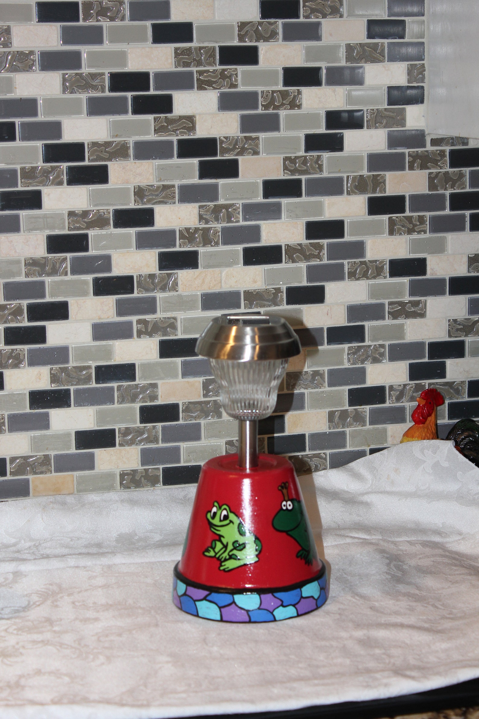 Solar Lights With a Hand Painted 6" Clay Pot Bases. Two Designs ...