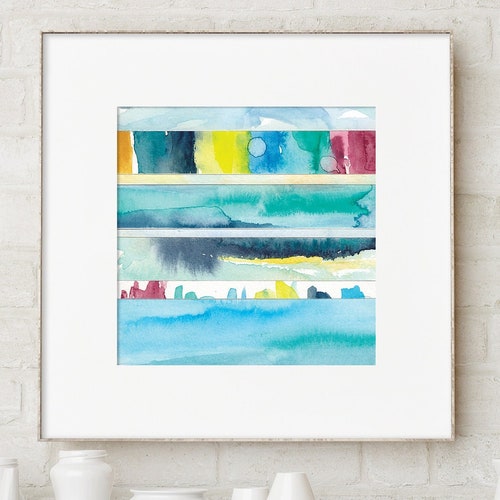 Abstract Watercolor Landscape Print / Square Colorful Collage | Etsy