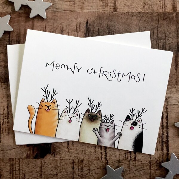 Cat Christmas Cards - Etsy