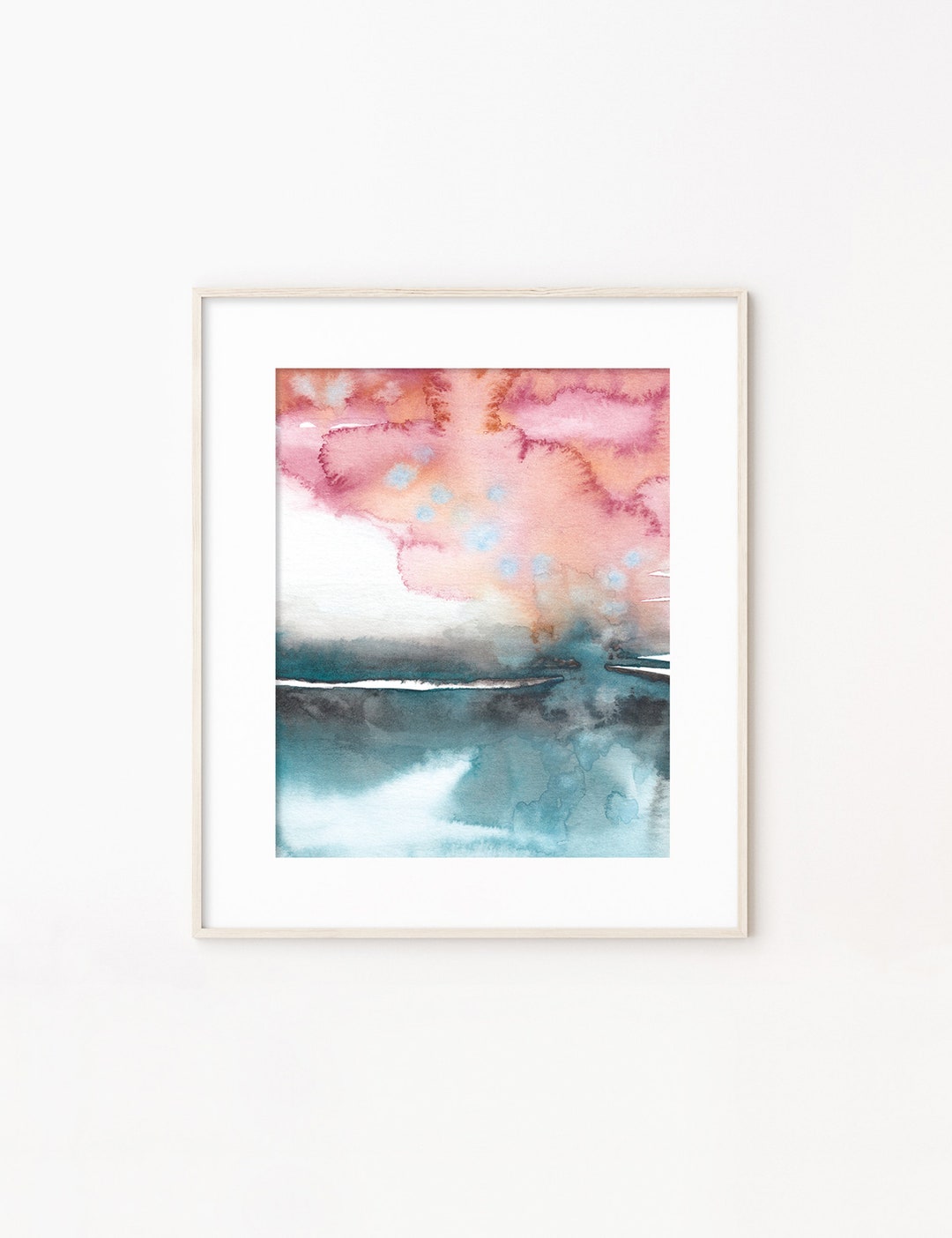 Abstract Watercolor Print / Coastal Wall Art / Abstract Beach - Etsy
