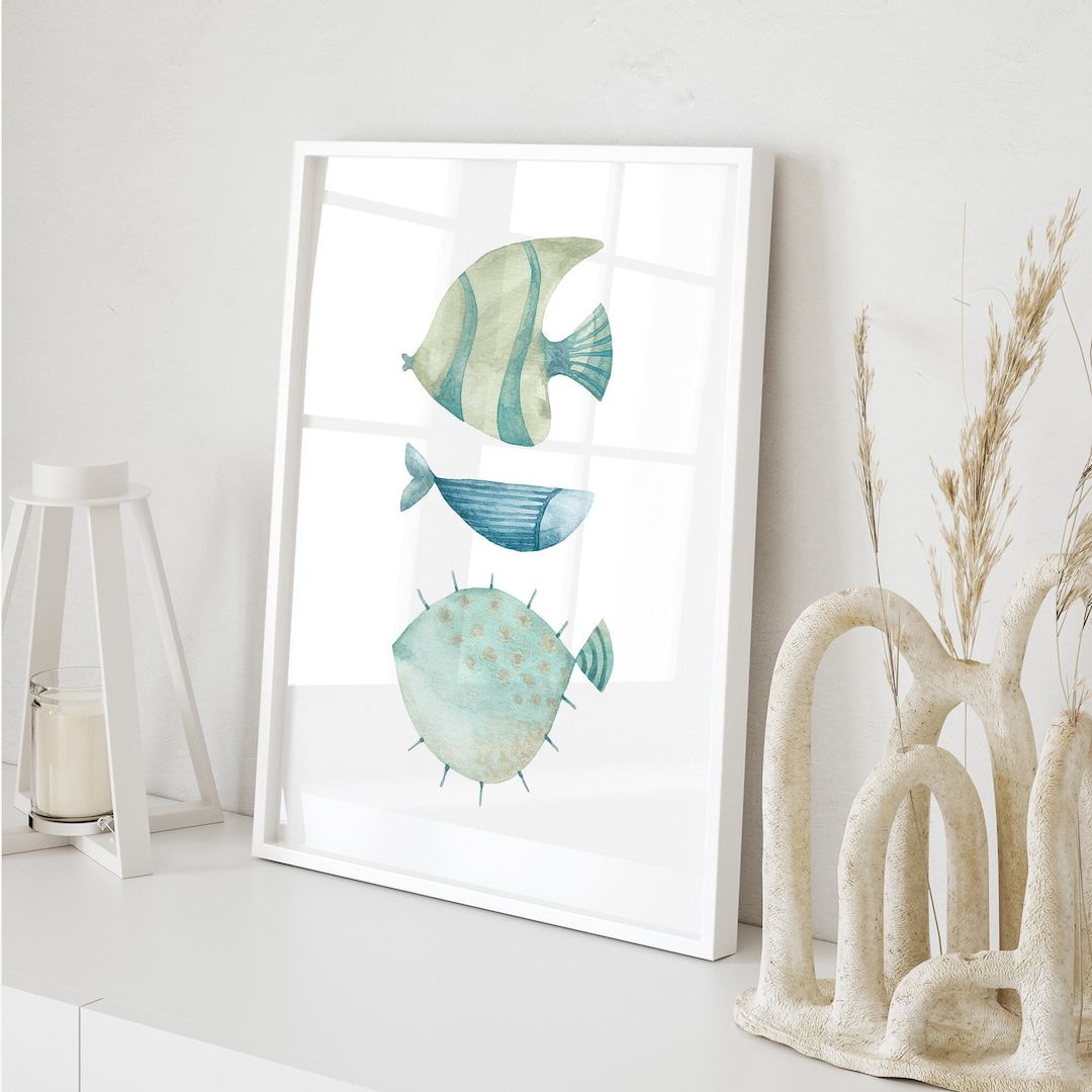 Tropical Fish Wall Art / Sea Life Watercolor Print / Angelfish ...