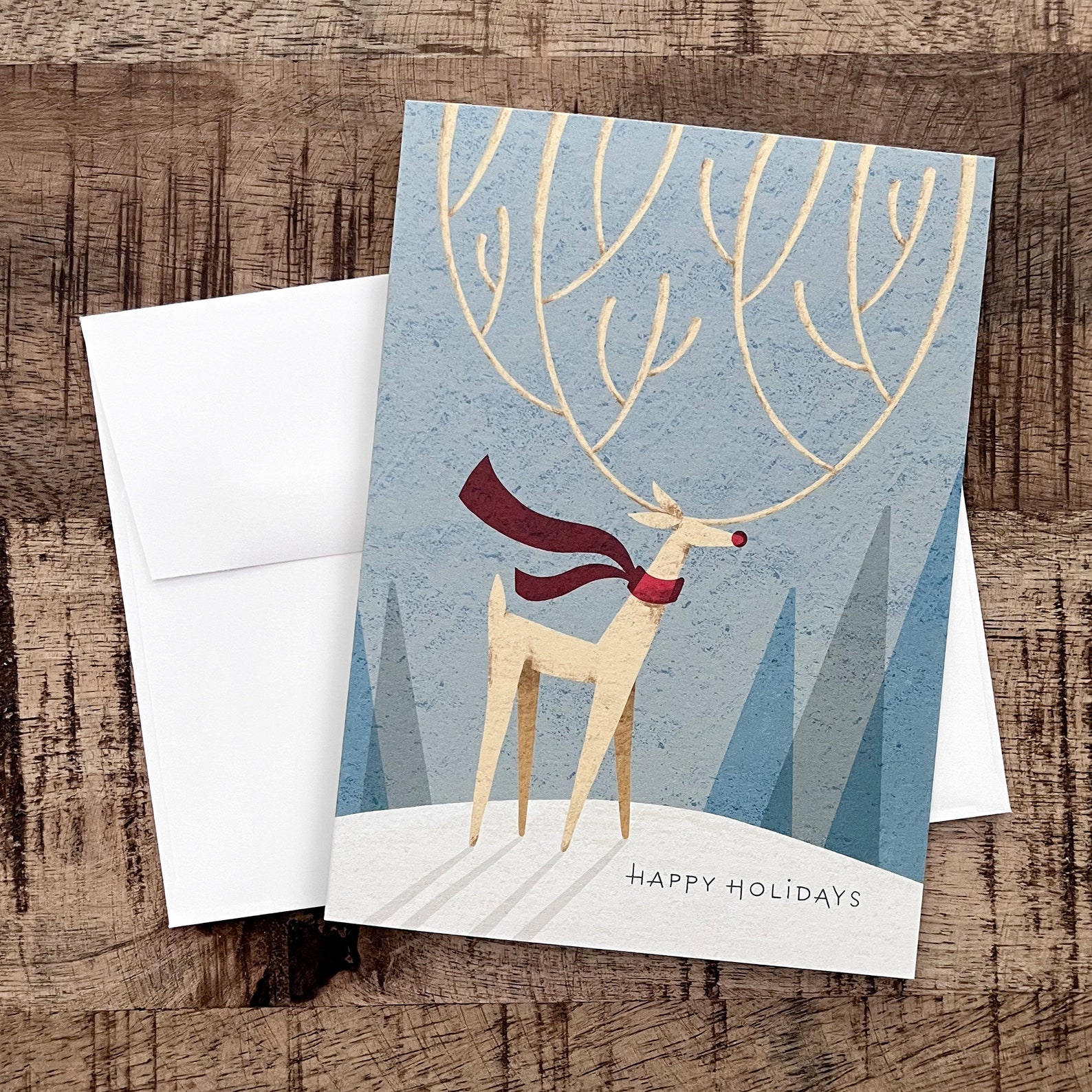 Happy Holidays Card / Reindeer Christmas Card / Nature Holiday - Etsy