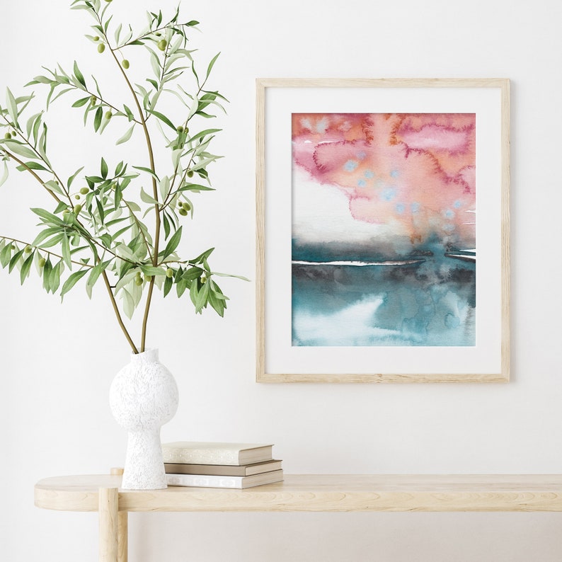 Abstract Watercolor Print / Coastal Wall Art / Abstract Beach - Etsy