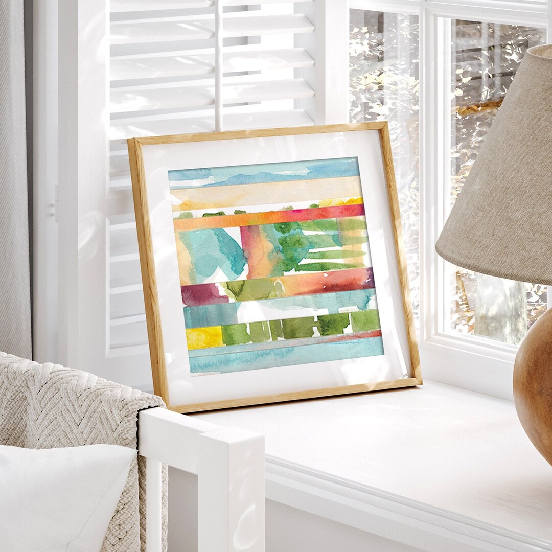 Abstract Watercolor Painting / Contemporary Coastal Wall Art / Colorful ...