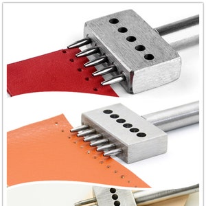 Full Set Leather Craft Stitch Punch Tool 4/5/6/8mm Spacing Hole Punch 5 ...