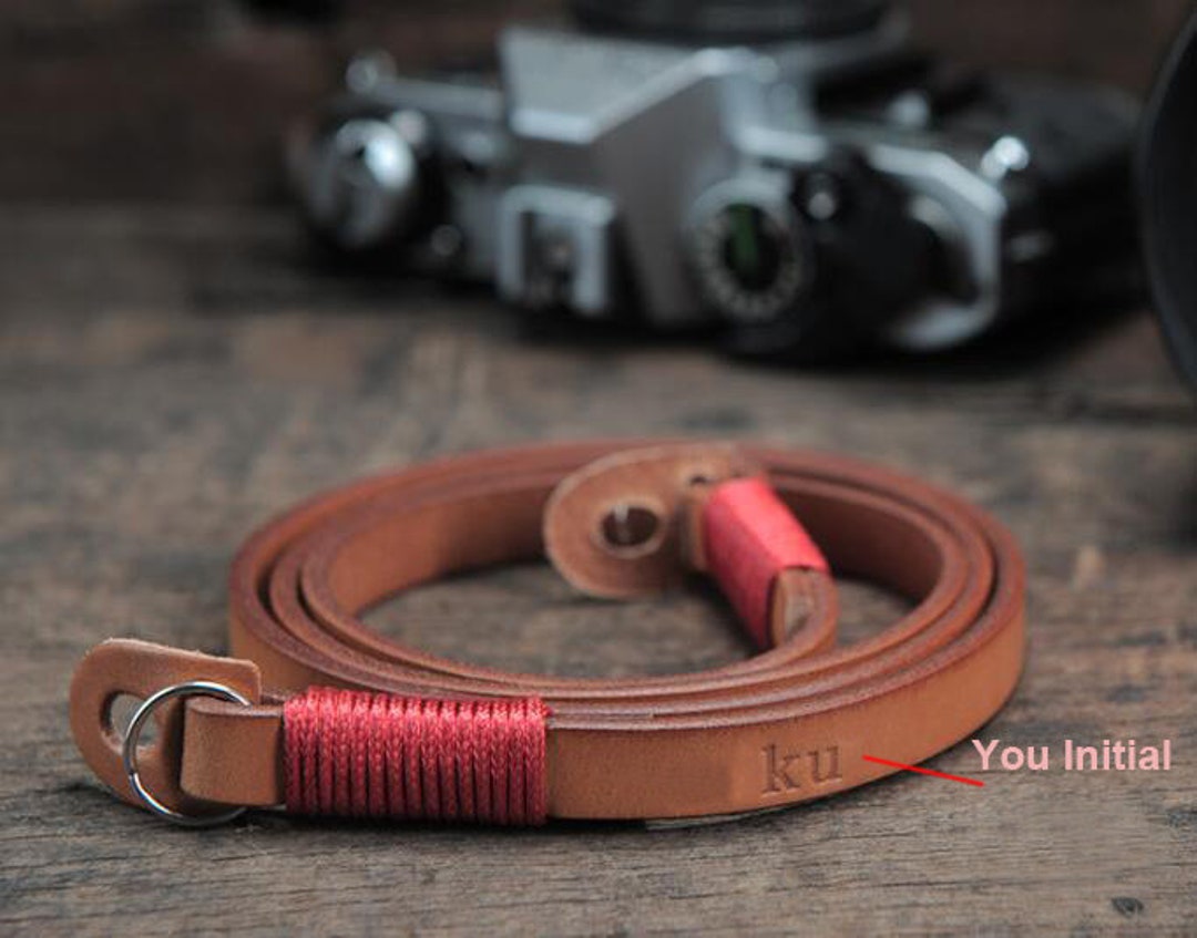 Your Own Initial Leather Camera Strap, Personalized Logo Name Data ...