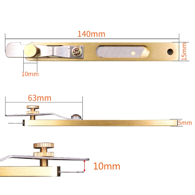 DIY Incision Cutter Knife Copper Trimming Knife With Blade Leather ...