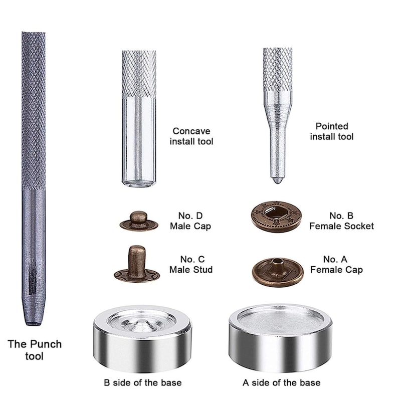 DIY Buttons Installation Metal Tools Snap Fasteners Buttons Rivets ...
