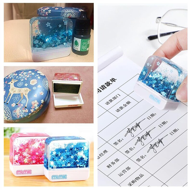 Bling Quicksand Star Liquid Stamp, Self-inking Logo Stamp,material ...