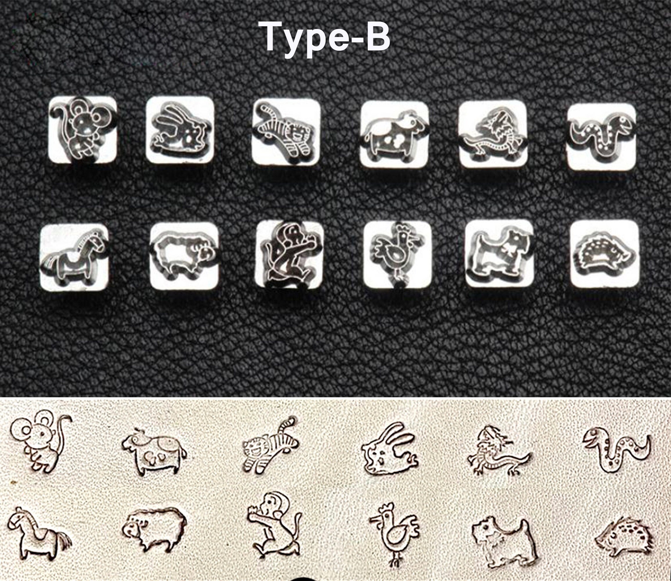 12pcs/set Stamping Tools With Leather Hammer, 4 Types Leather Stamps ...