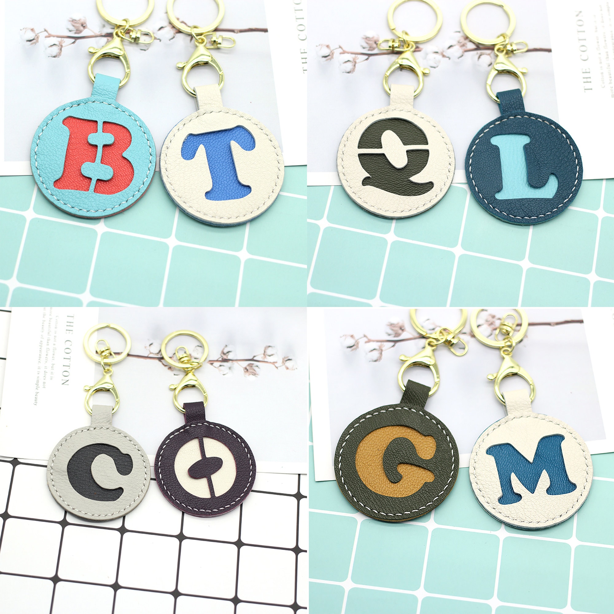 Alphabet Key Ring Leather Die Cuts Letters Pendant, Personalized Key ...