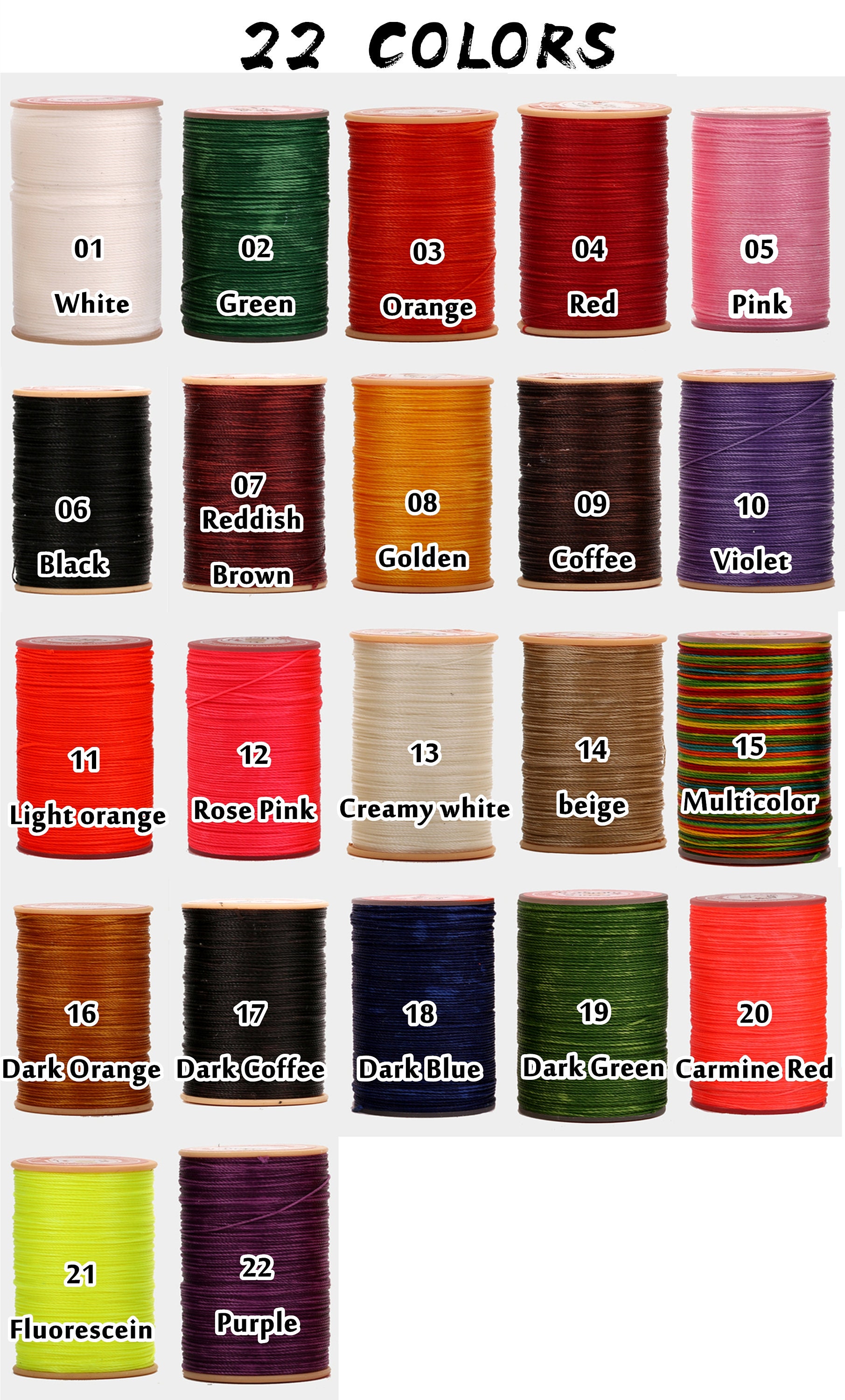 22 Colors 0.65mm Waxed Threadcolor Leather Thread 44 Yards - Etsy