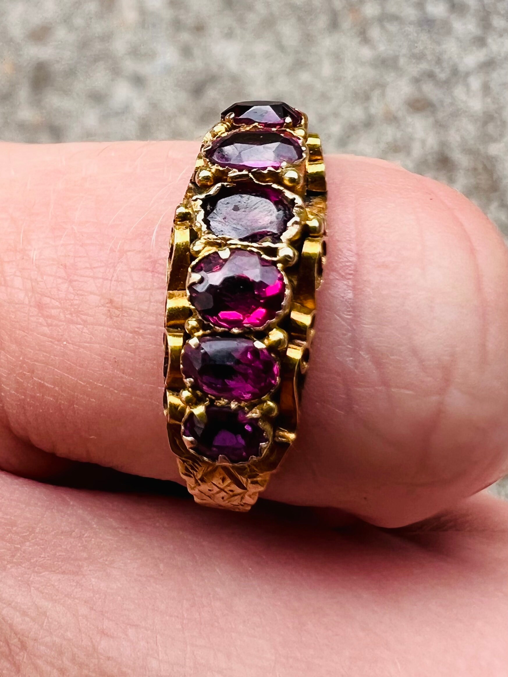 Victorian 15ct Six Stone Almandine Garnet Ring Made in - Etsy