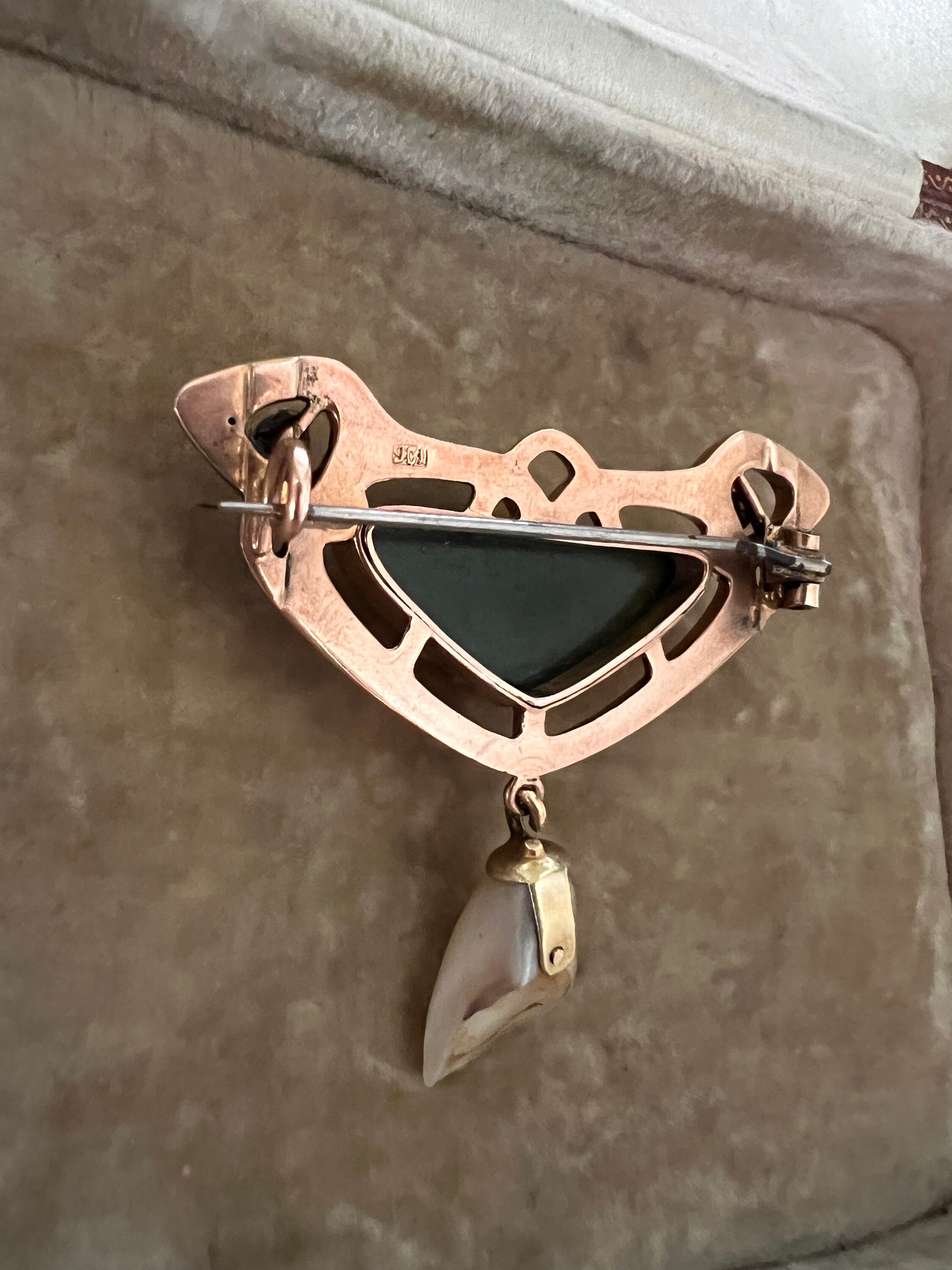 Murrle Bennett 9ct Jade & Pearl Brooch - Etsy