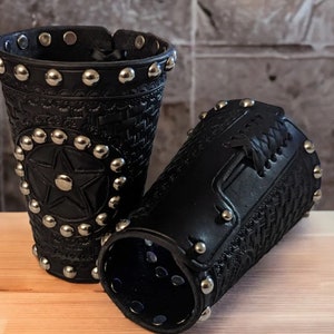 Custom Made Studded Leather COWBOY CUFFS, Hand Tooled US Shipping ...