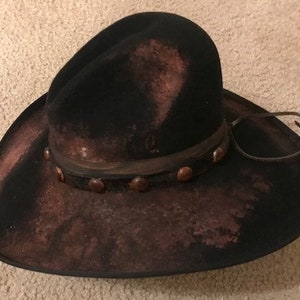 Custom Hand Distressed OLD WEST Styled Wool Felt HAT, 2 in Stock - Size ...