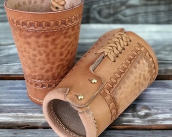 Custom Made Studded Leather COWBOY CUFFS, Hand Tooled US Shipping ...