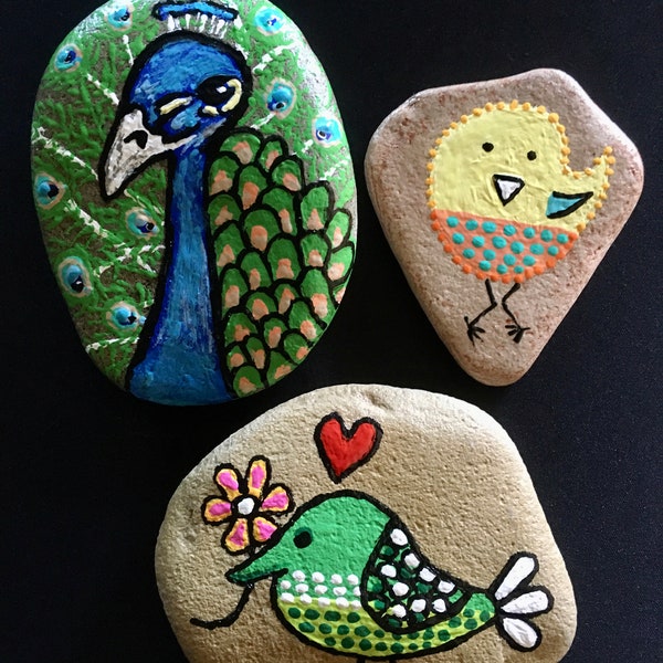 Painted Rocks Birds - Etsy