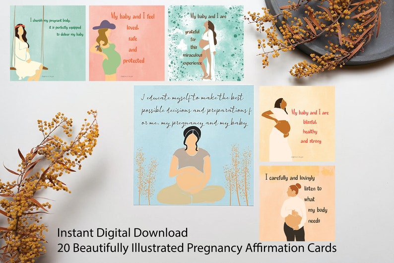 20 Positive Pregnancy Labor and Delivery Affirmation Cards, Printable ...