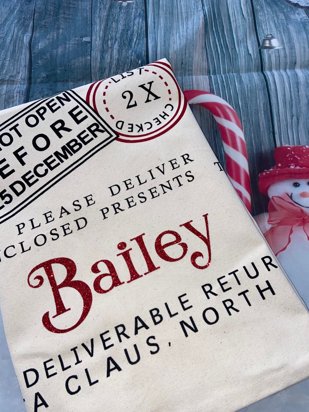 Personalised extra large santa sack 70x50cm - Etsy Österreich