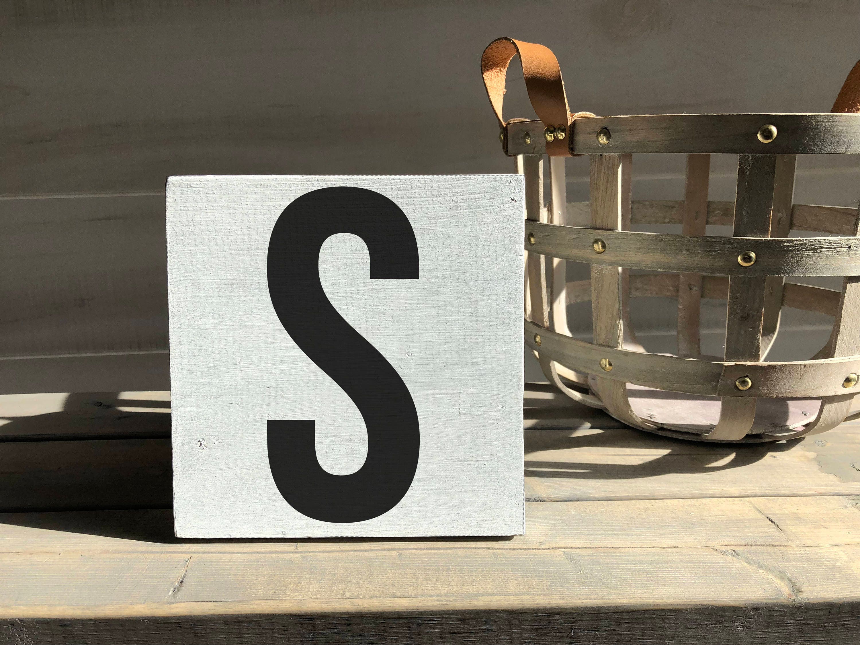 Farmhouse-farmhouse Sign-initial Sign-s Sign-initial Decor-wood Decor ...