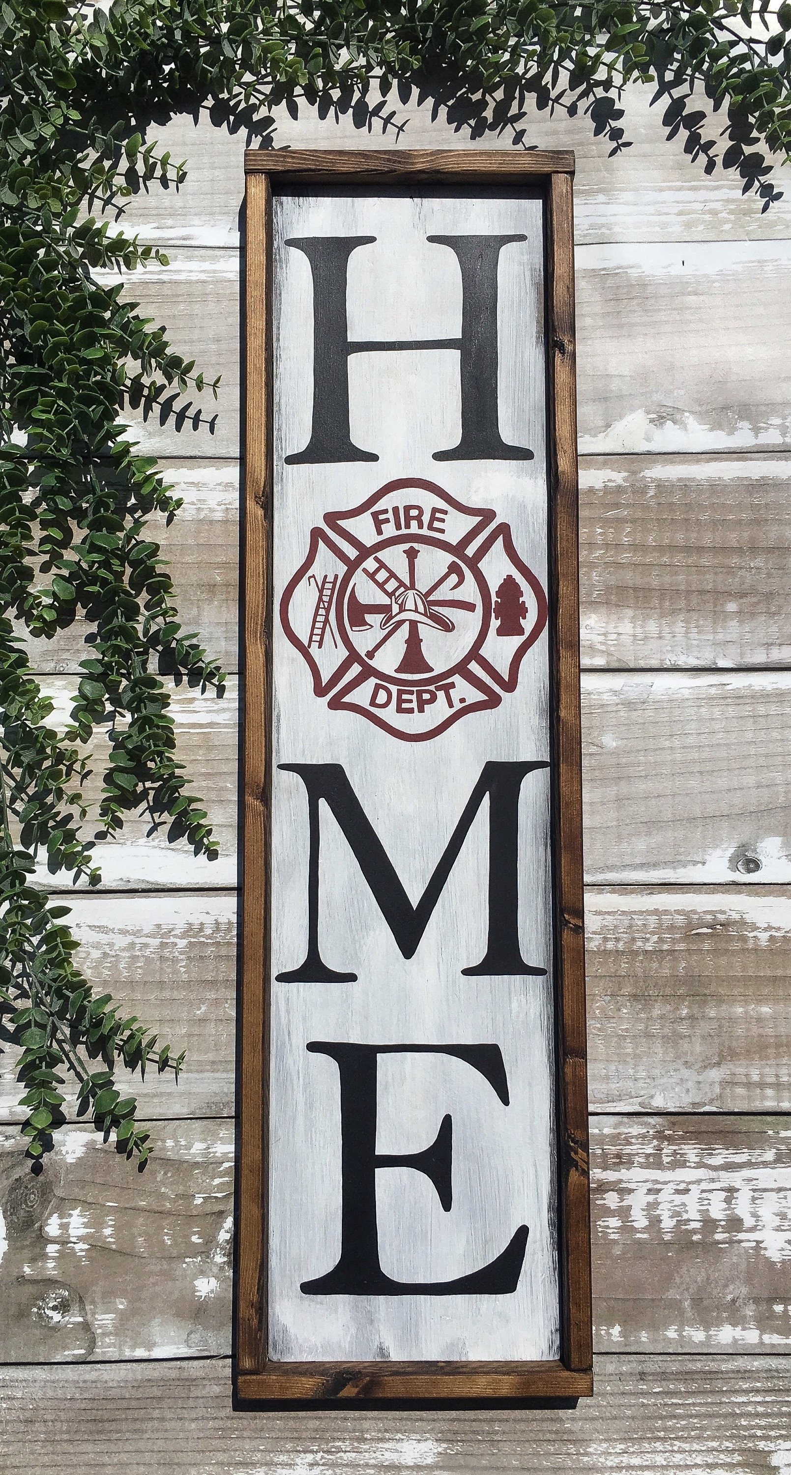 Firefighter HOME Wood Sign Firefighter Decor | Etsy