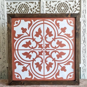 Ainsley Pattern Wood Sign Tile Pattern Sign Moroccan Wall Decor Tile ...